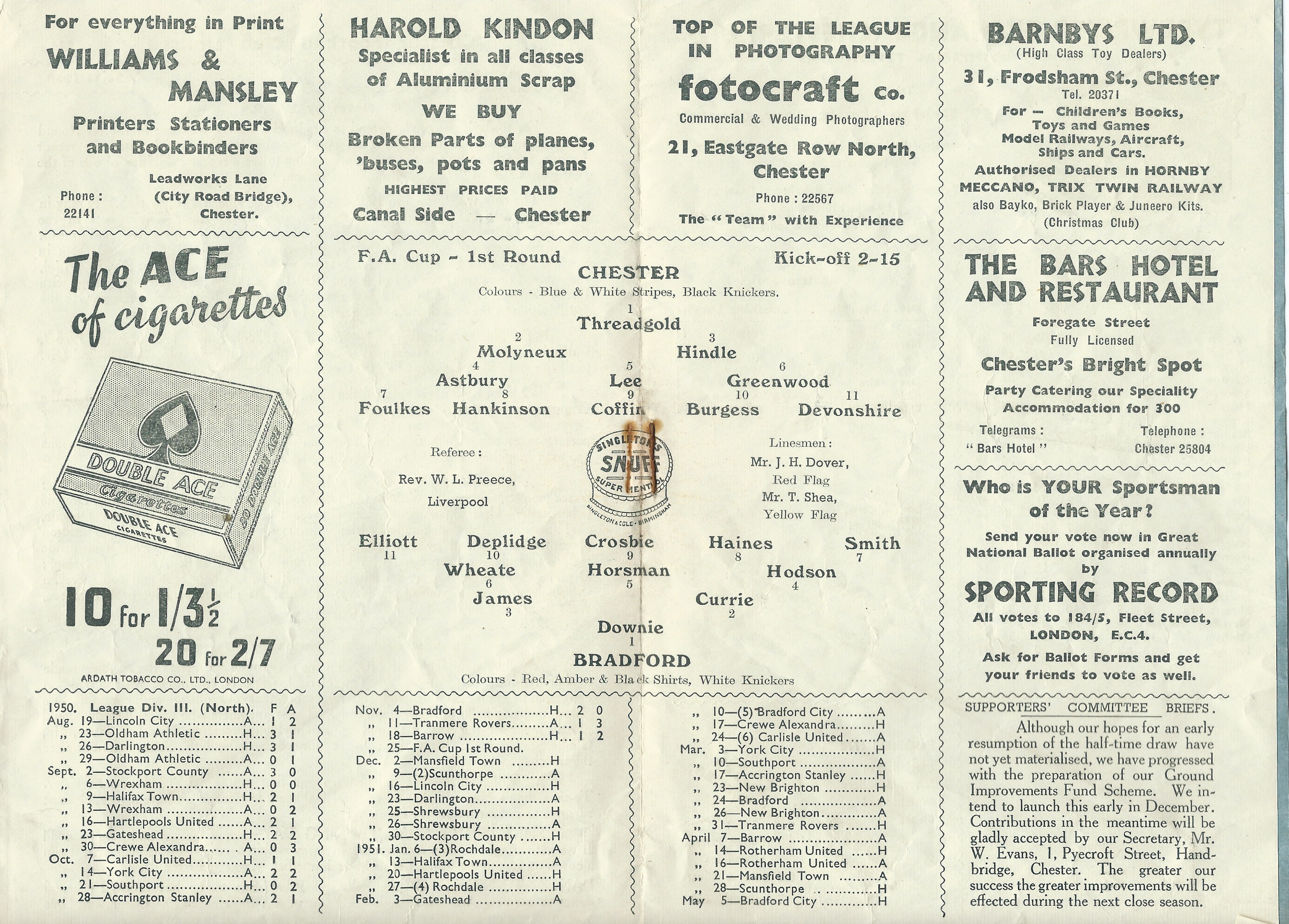 1950s | Chester Football History